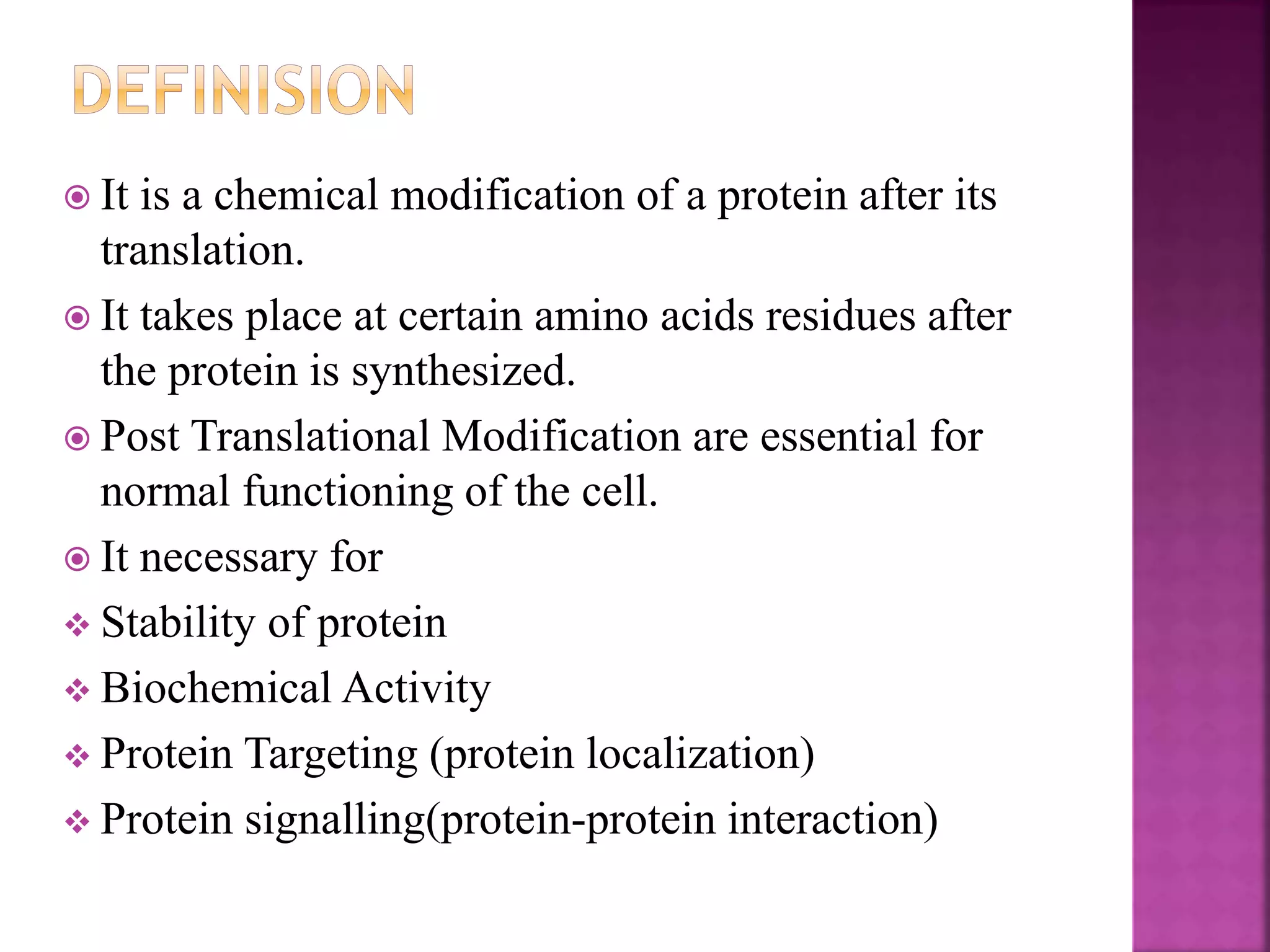 Post translational modification/PTM/protein modifications | PPTX