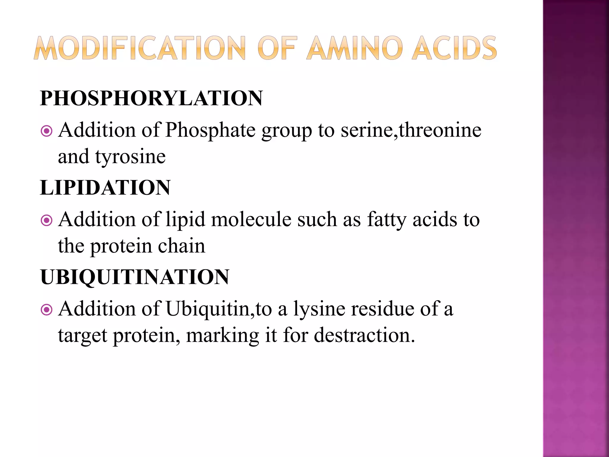 Post translational modification/PTM/protein modifications | PPT Post translational modification/PTM/protein modifications | PPT