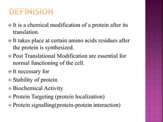 Post translational modification/PTM/protein modifications | PPTX