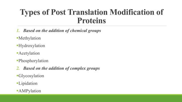 Post translation modification of protein | PPTX | Chemistry | Science