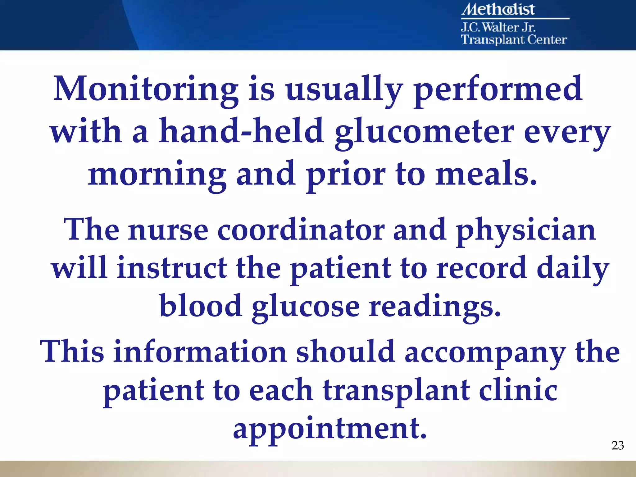 Post transplant diabetes patient education class | PPTX