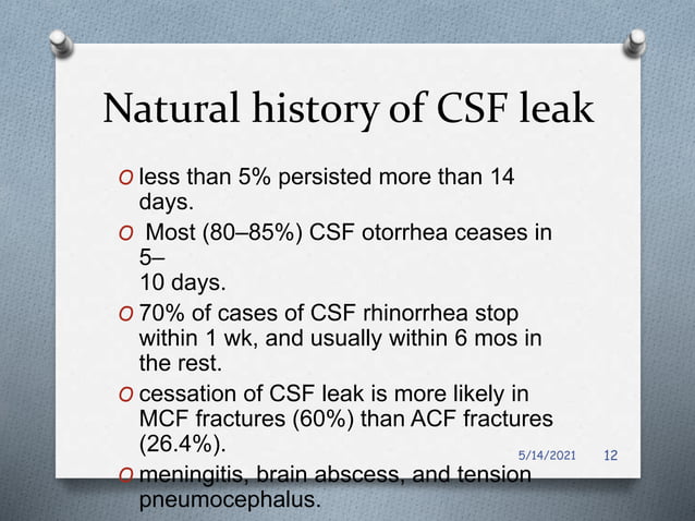 Post traumatic csf leak & bsf mgt update finalllpptx | PPTX | Death ...