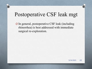 Post traumatic csf leak & bsf mgt update finalllpptx | PPTX