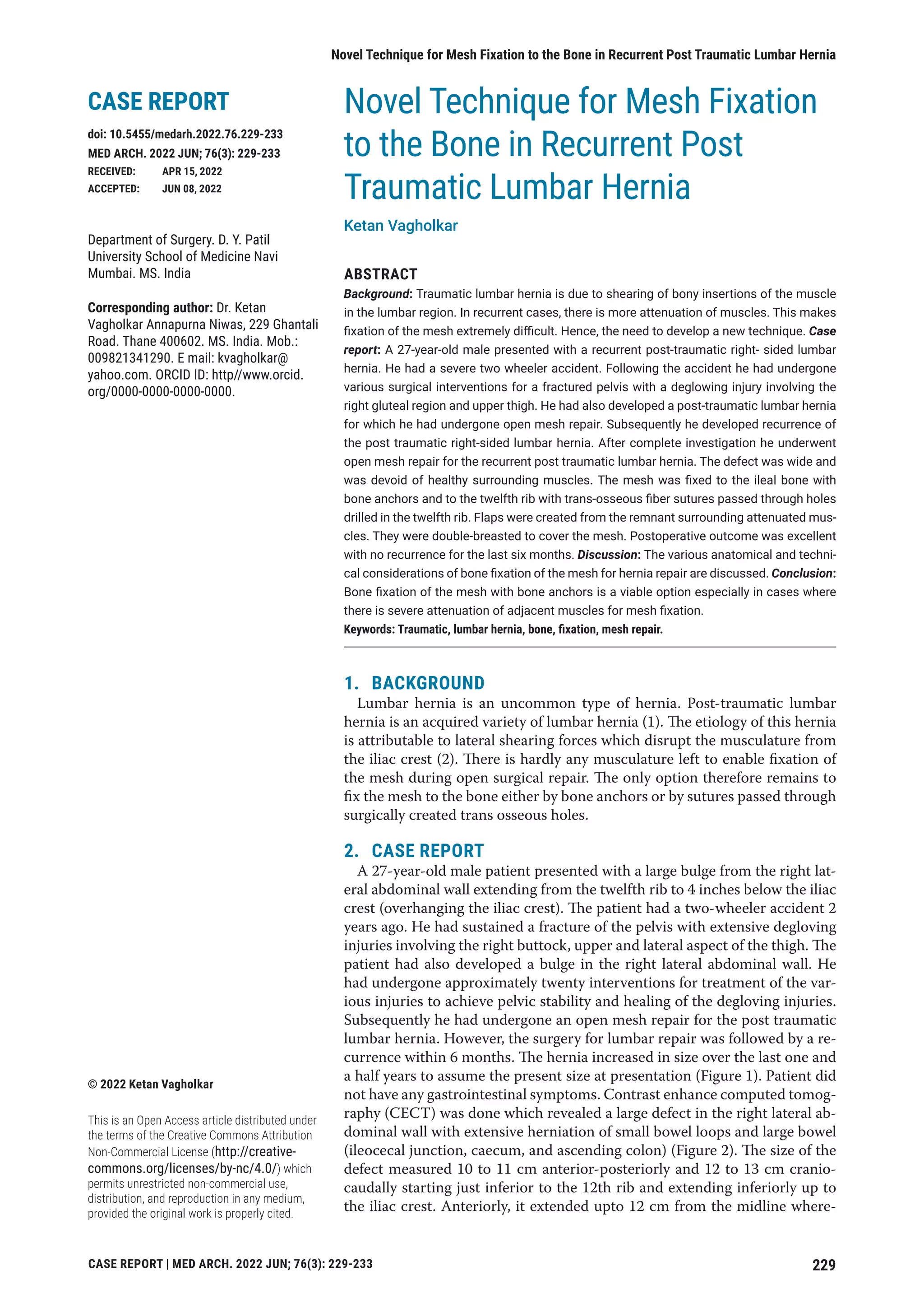 Novel Technique for Mesh Fixation to the Bone in Recurrent Post ...