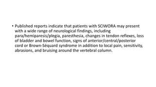 Posttraumatic spinal cord injury without radiographic abnormality | PPTX
