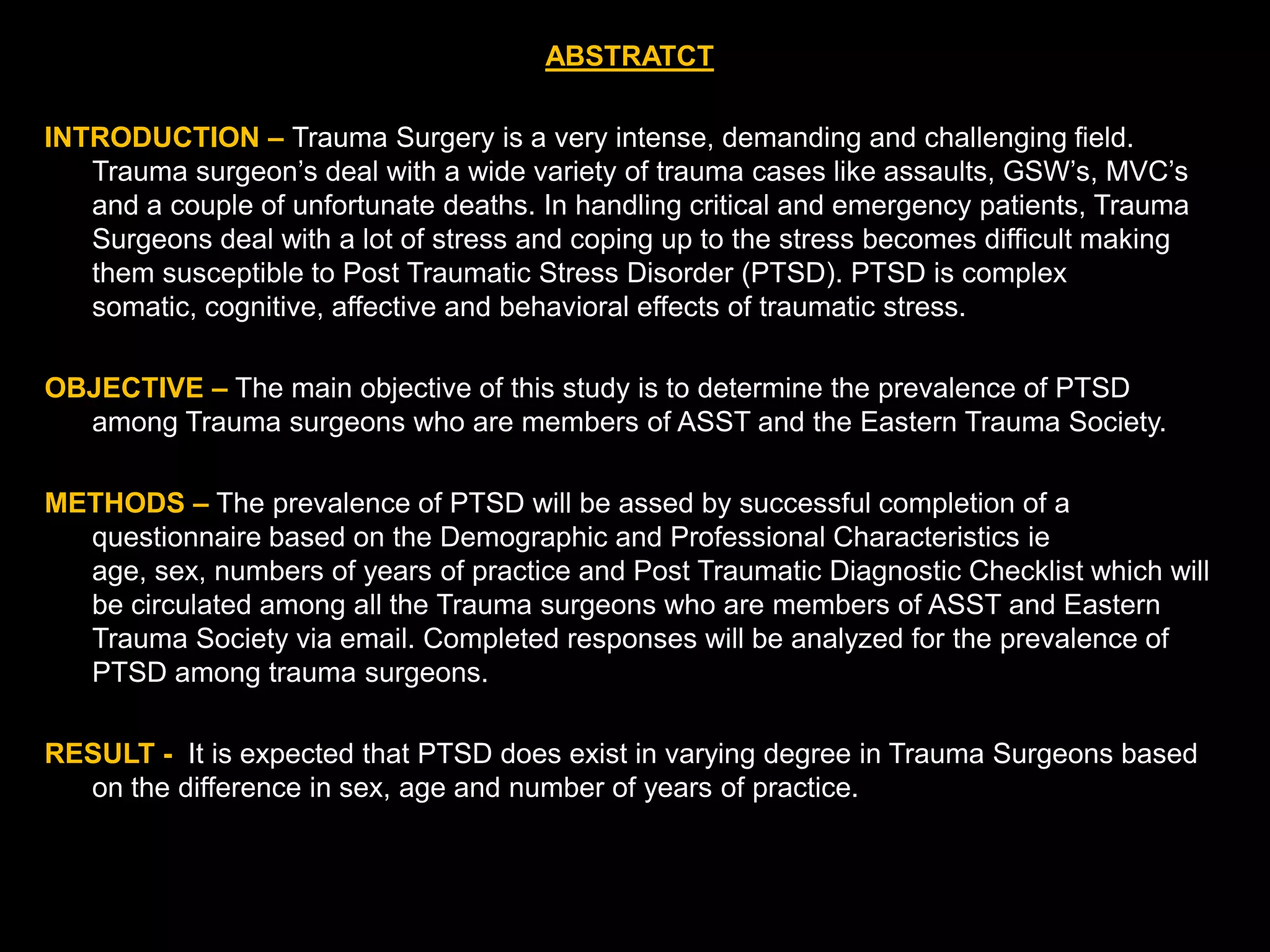 Post traumatic stress disorder | PPTX