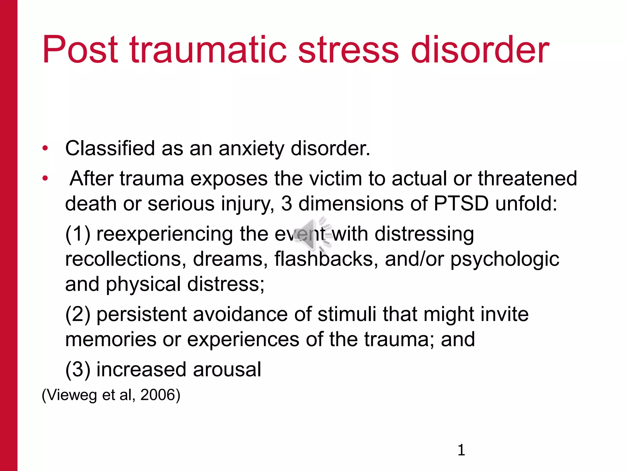 Post traumatic stress disorder | PPTX | Brain and Nervous System ...