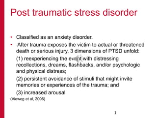 Post traumatic stress disorder | PPTX | Brain and Nervous System ...