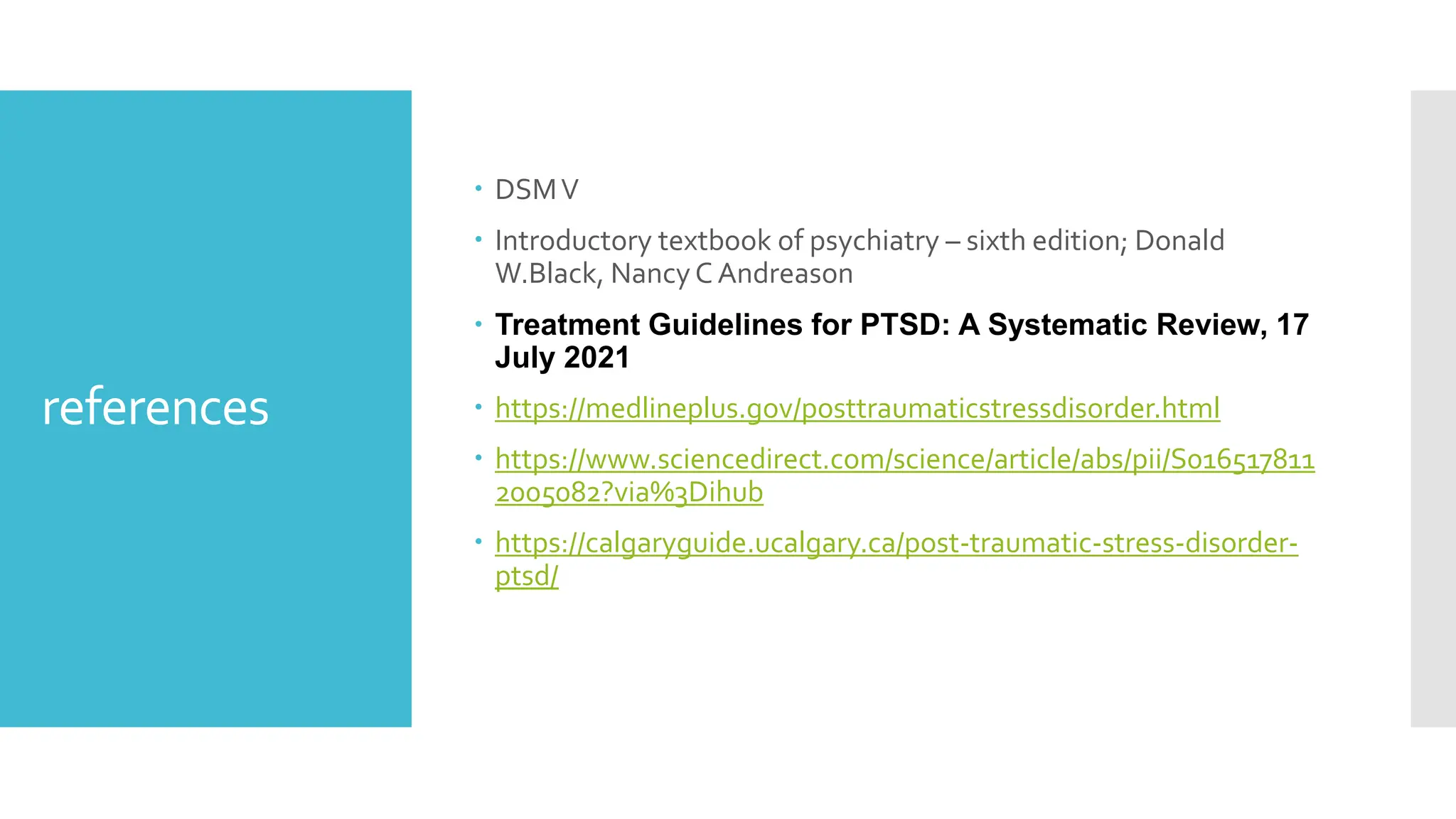 Post Traumatic Stress Disorder - learning slide | PPTX