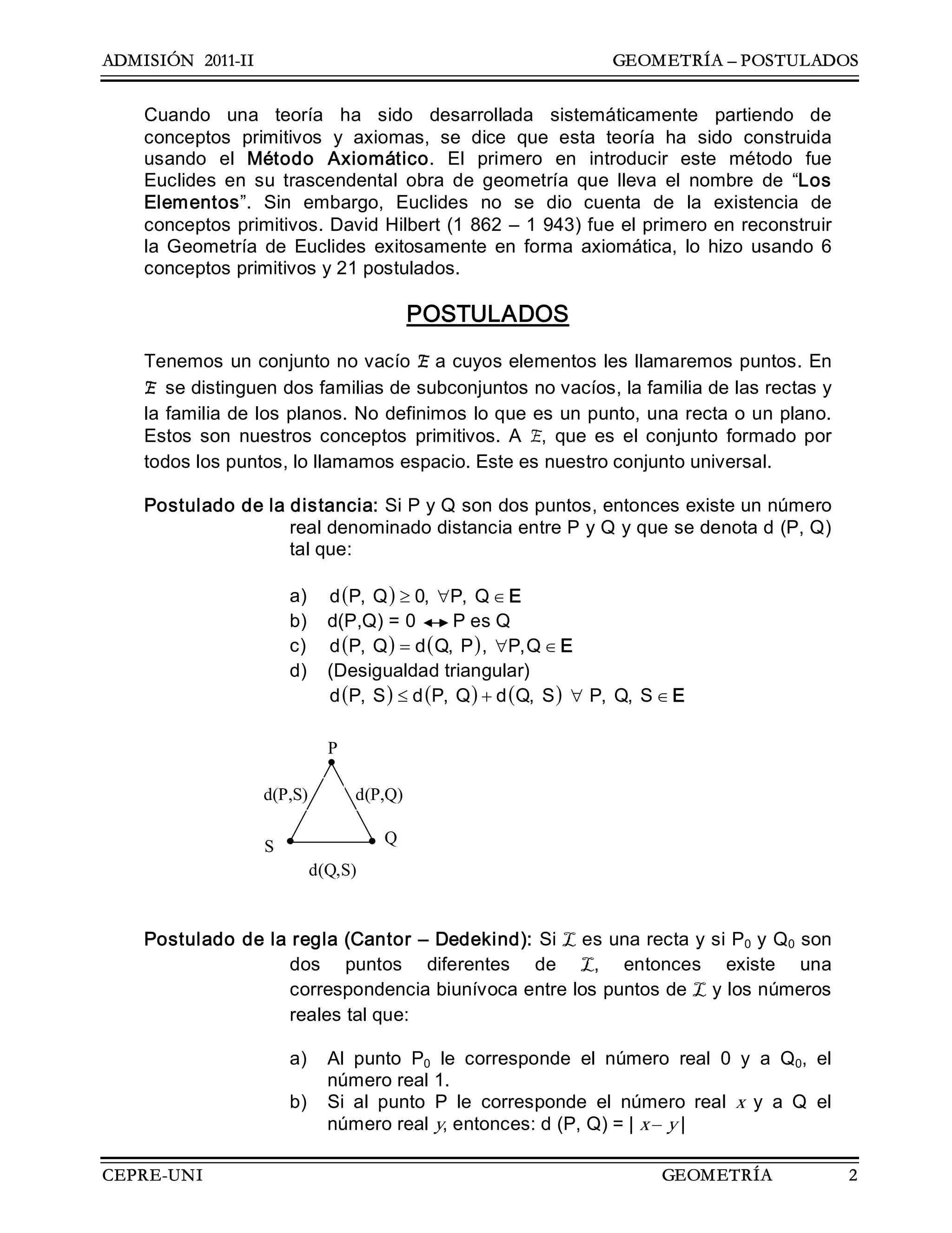 Postulados geometria | PDF