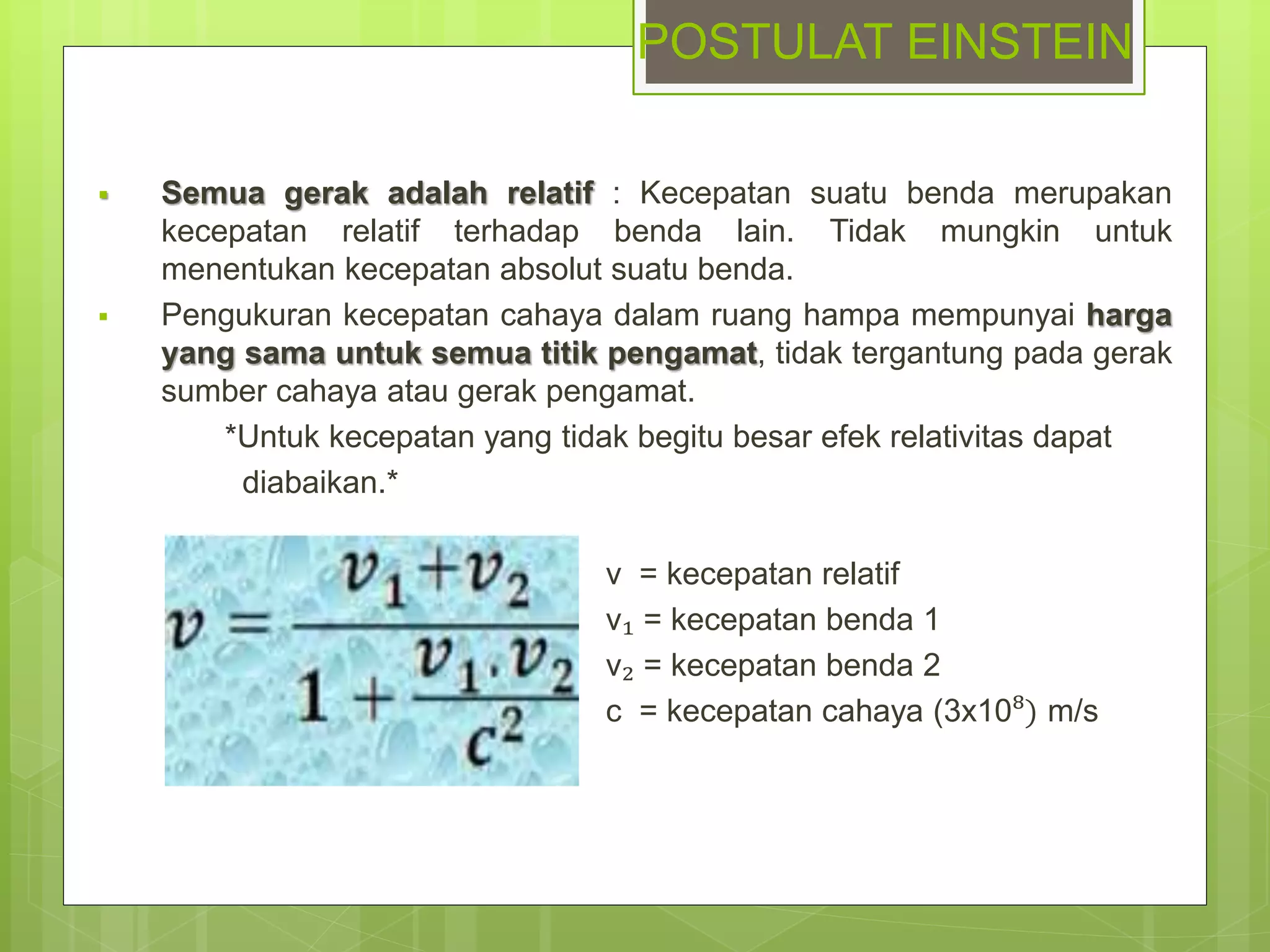 POSTULAT EINSTEIN KELAS 12 IPA | PPTX