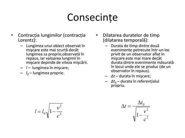 Postulatele lui einstein consecinte | PPTX