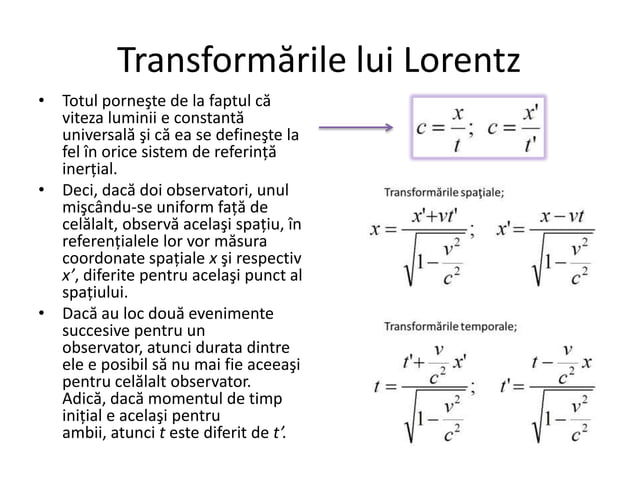 Postulatele lui einstein consecinte | PPTX