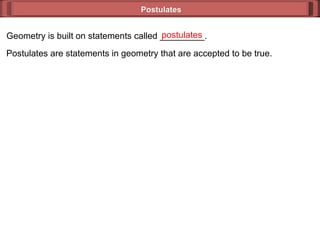 Postulates (Geometry 1_3) | PPT