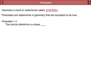 Postulates (Geometry 1_3) | PPT