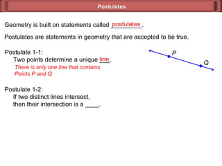 Postulates (Geometry 1_3) | PPT