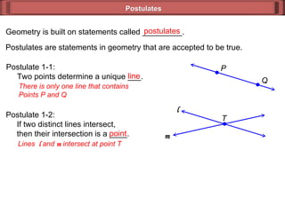 Postulates (Geometry 1_3) | PPT