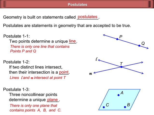 Postulates (Geometry 1_3) | PPT