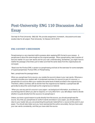 Post university eng 110 | DOCX