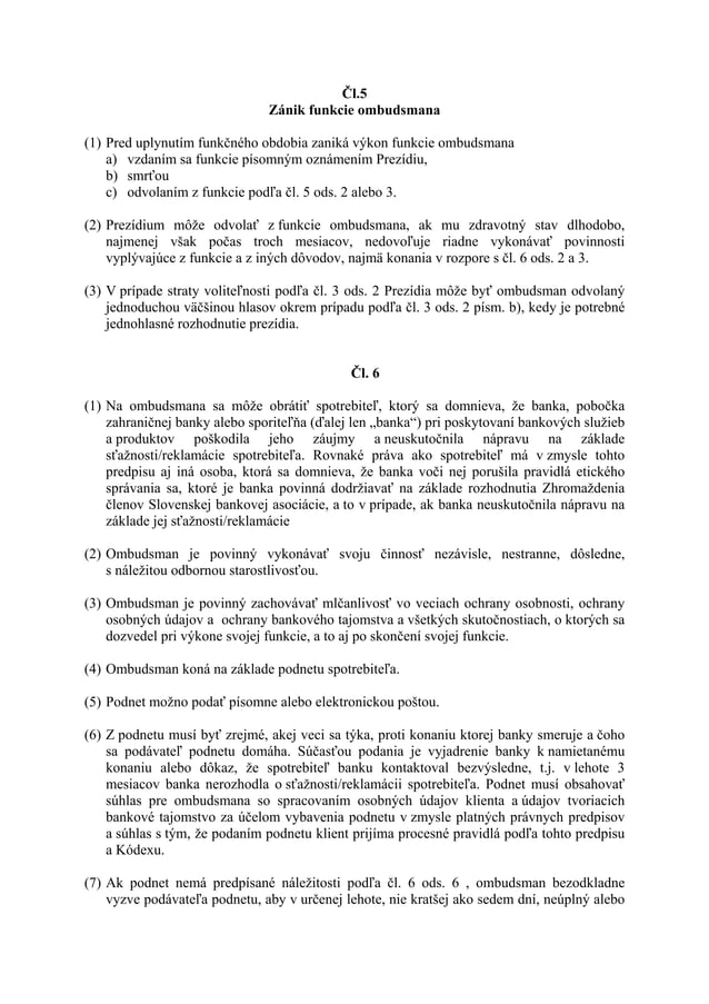 Postup Bank Ombudsmana | PDF