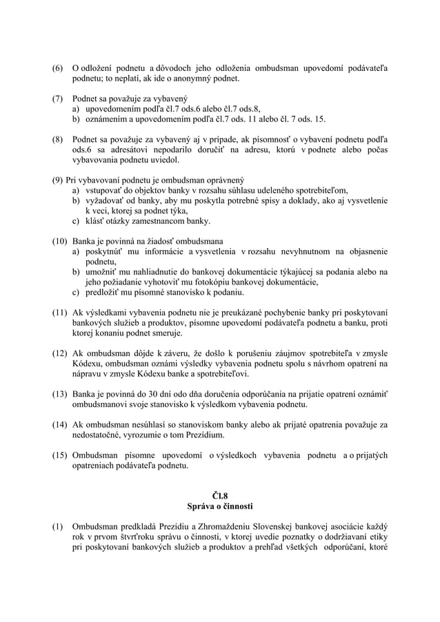 Postup Bank Ombudsmana | PDF