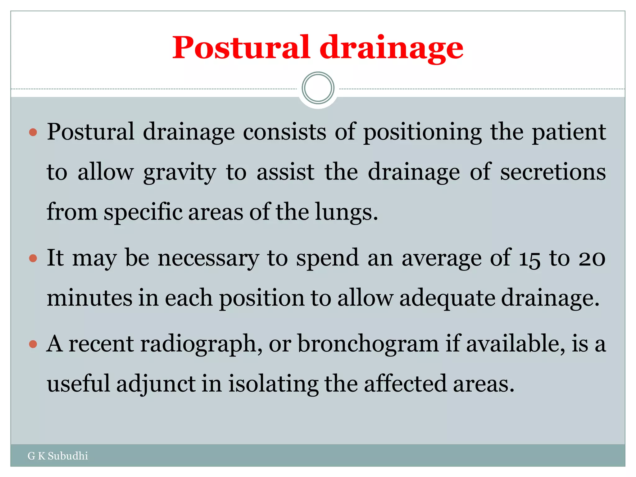 Postural drainage | PDF