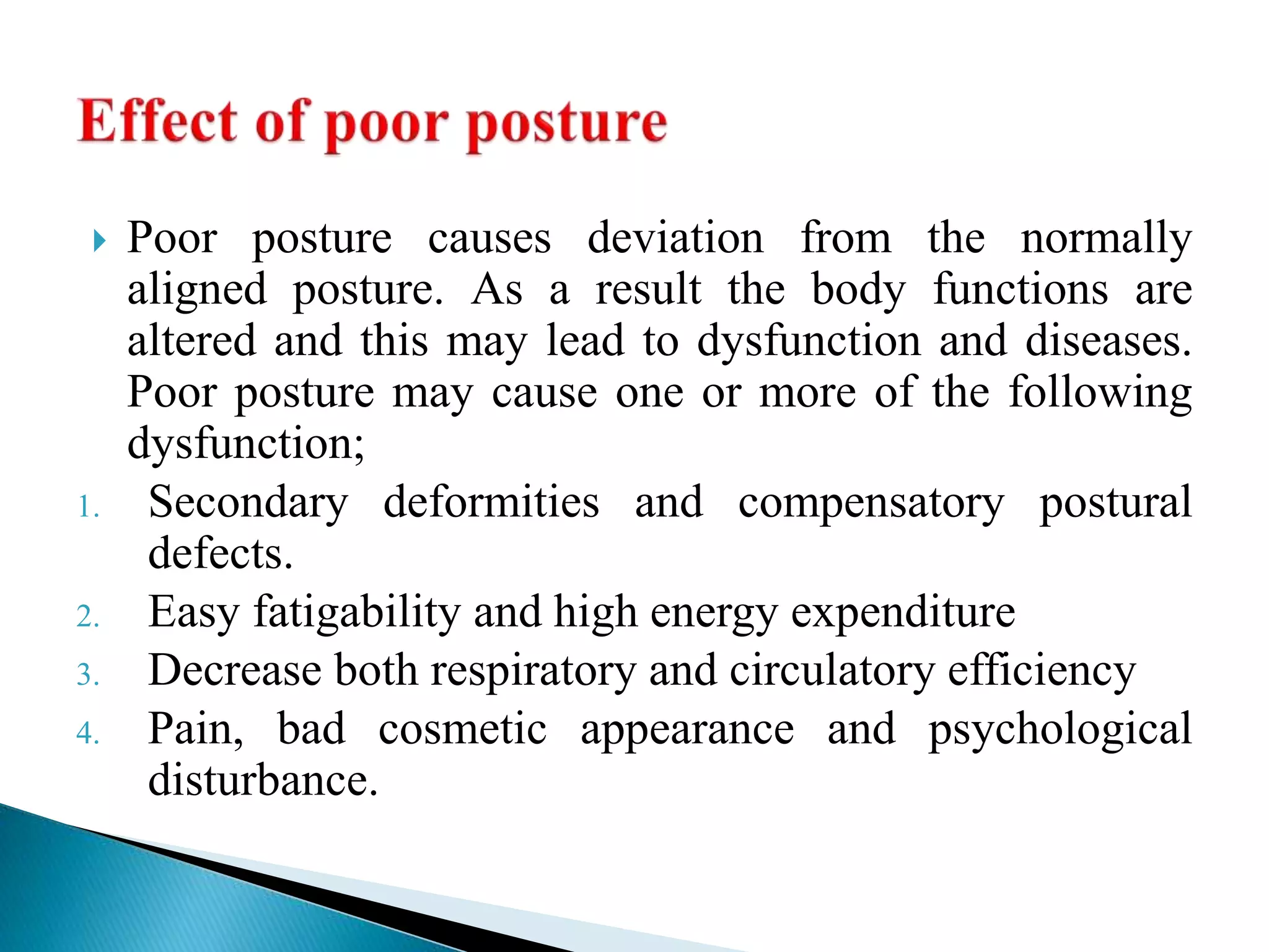 posture, cause, effect and remedial measures of bad posture | PPTX