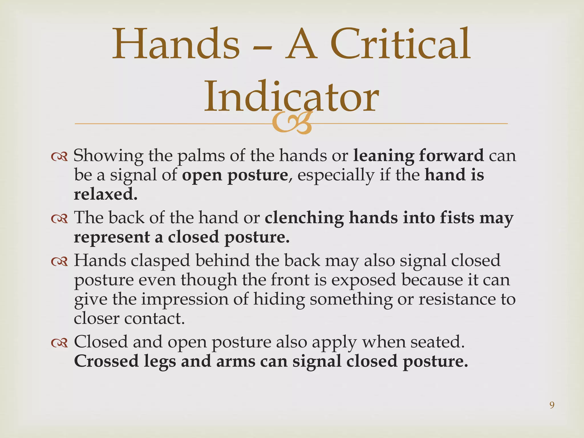 Interpreting Body Language - Posture Behavior | PPTX