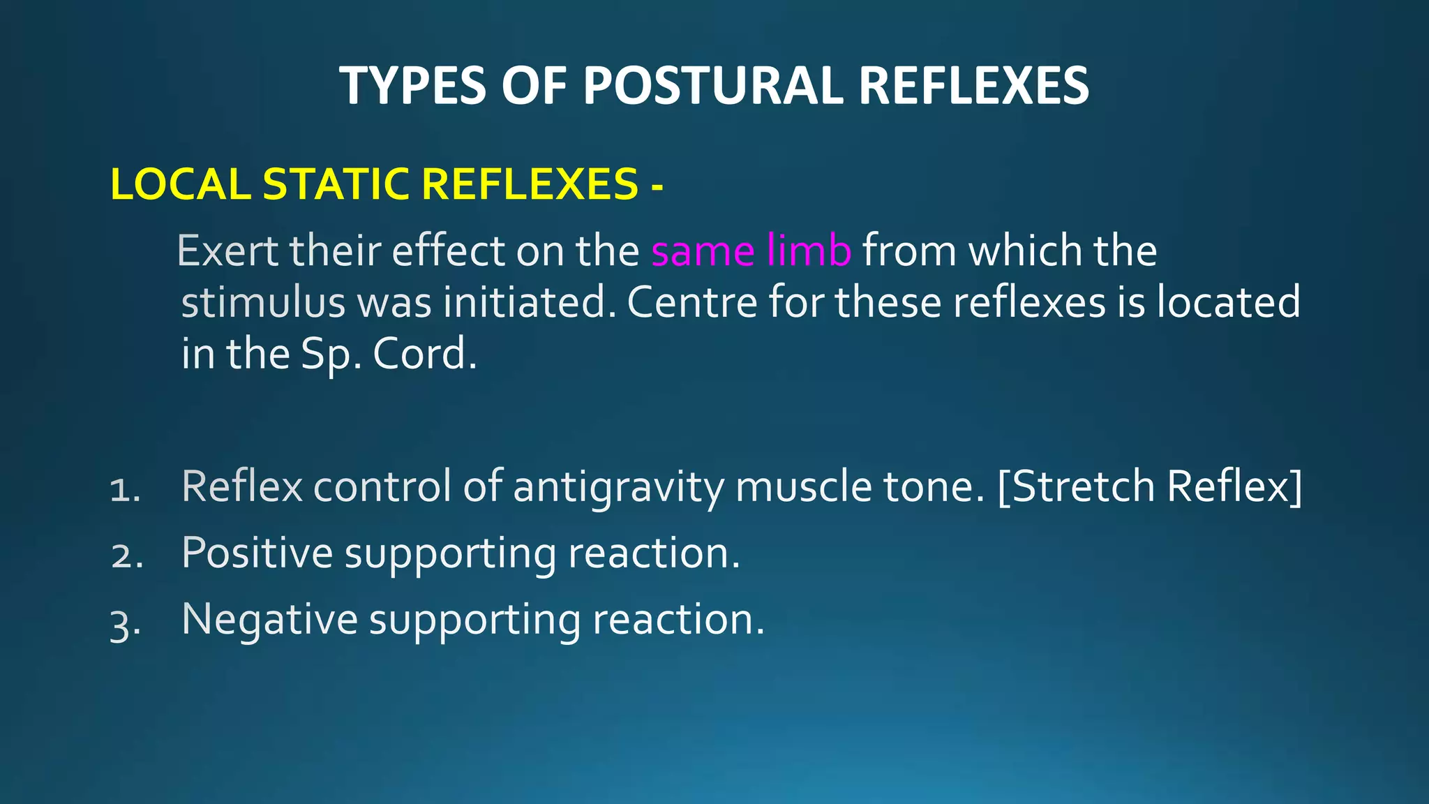 Postural reflexes Physiology | PPTX