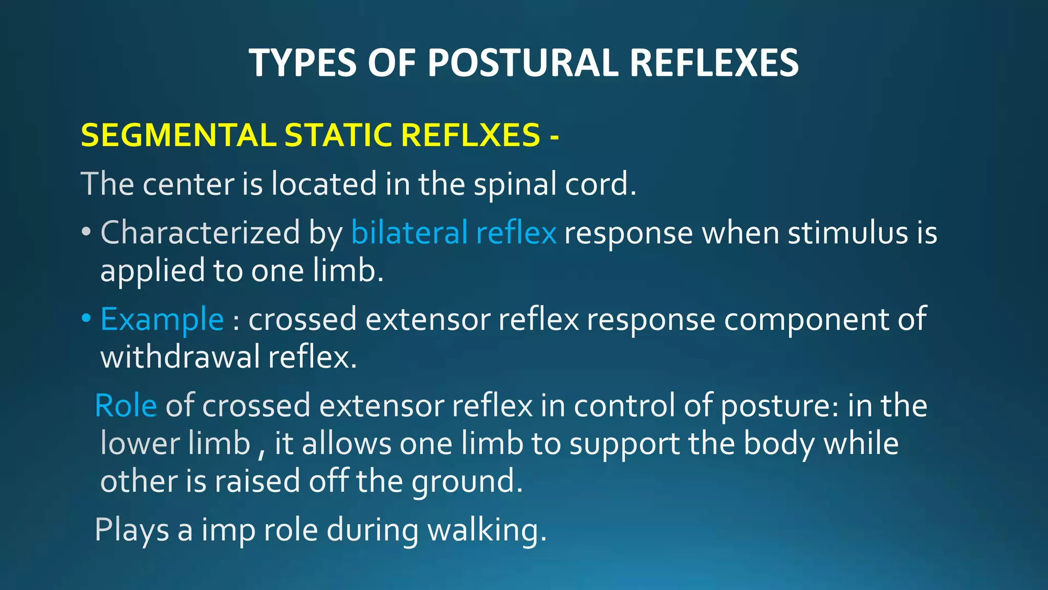 Postural reflexes Physiology | PPTX
