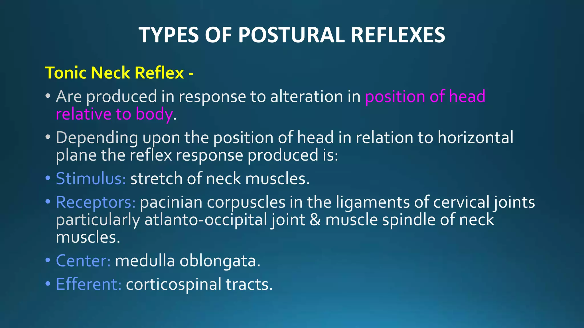 Postural reflexes Physiology | PPTX