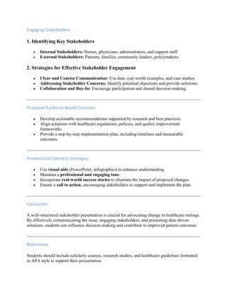 NURS FPX 4010 Assessment 4: Stakeholder Presentation | PDF