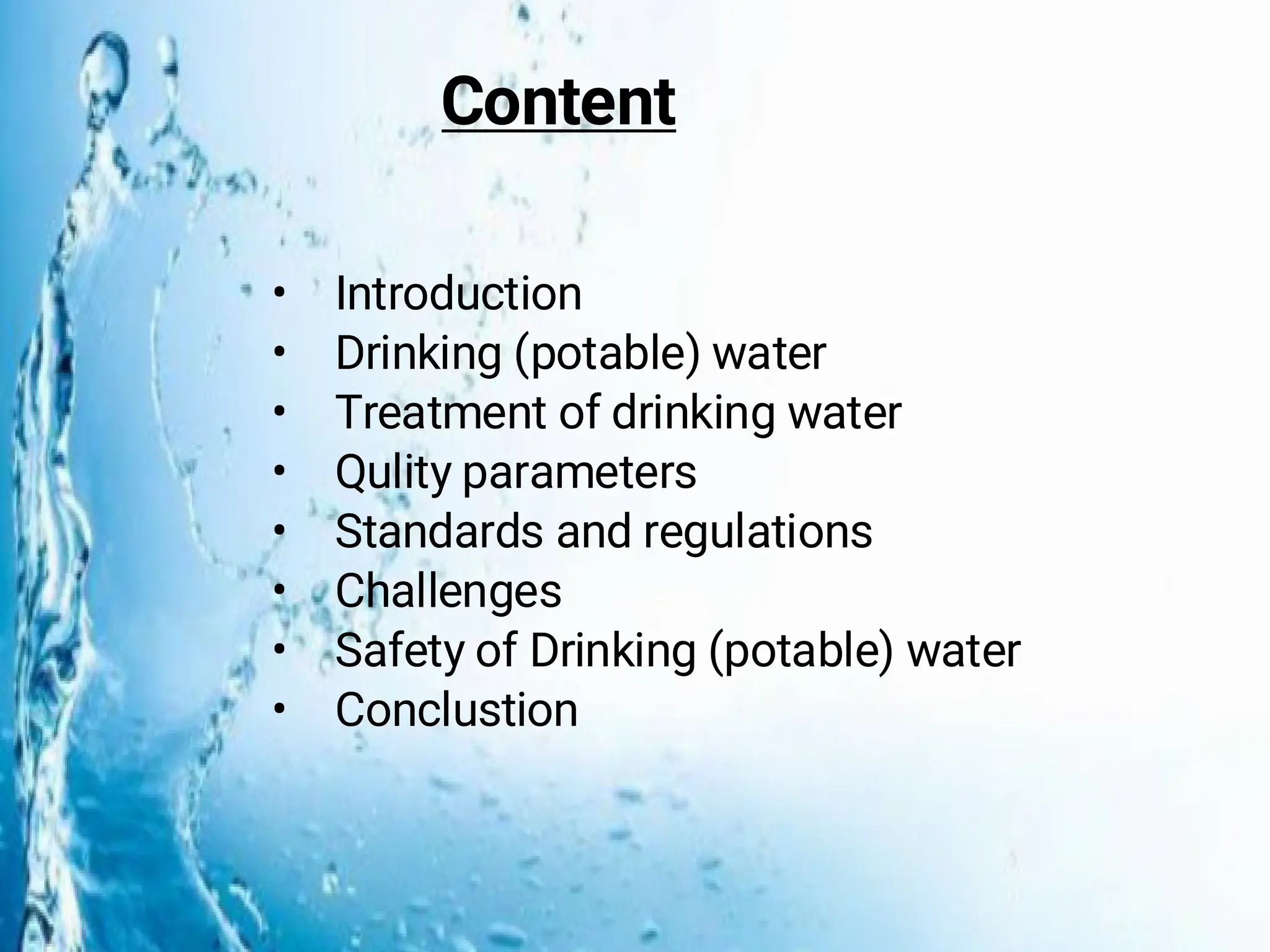 Treatment and safety of Drinking (potable) water | PPT