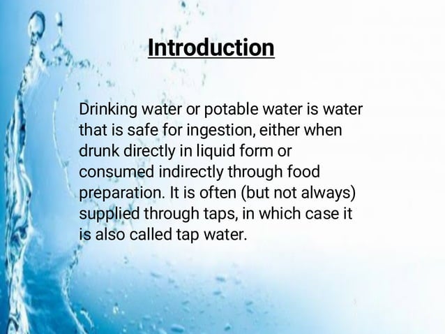 Treatment and safety of Drinking (potable) water | PDF