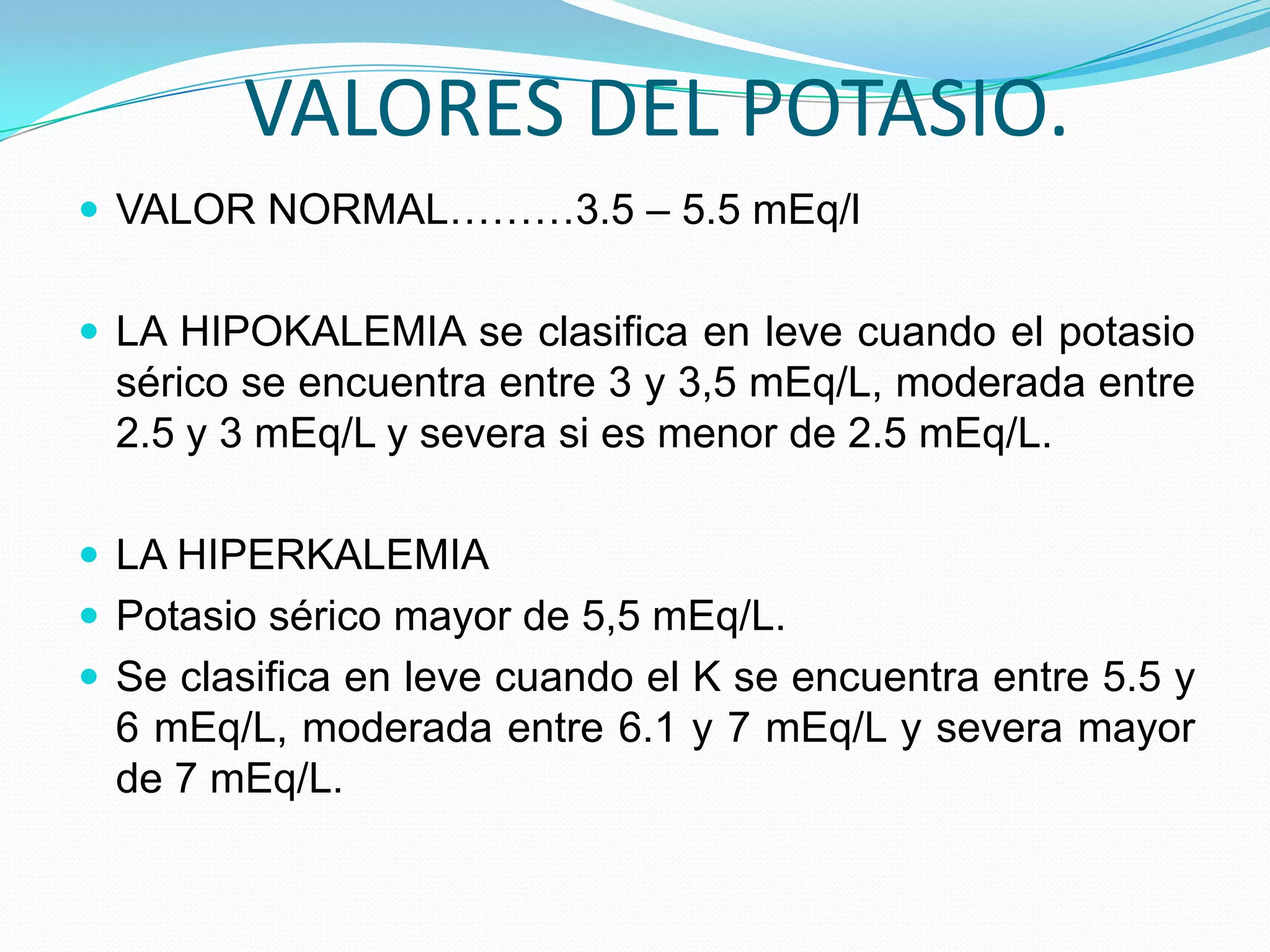 Potasio hipo - hiperkalemia | PPTX