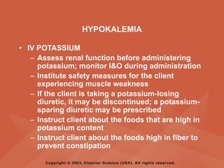potassium and managment care plan intervencion diagnosis | PPT