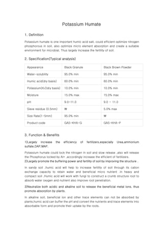 Potassium humte | PDF