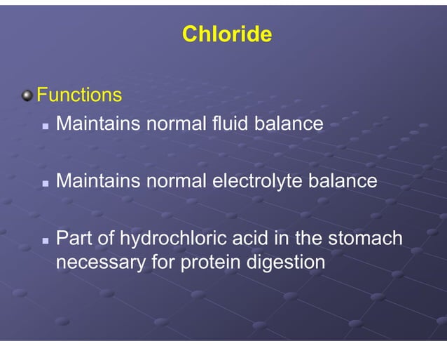 Potassium and Chloride. Minerals for health | PPT