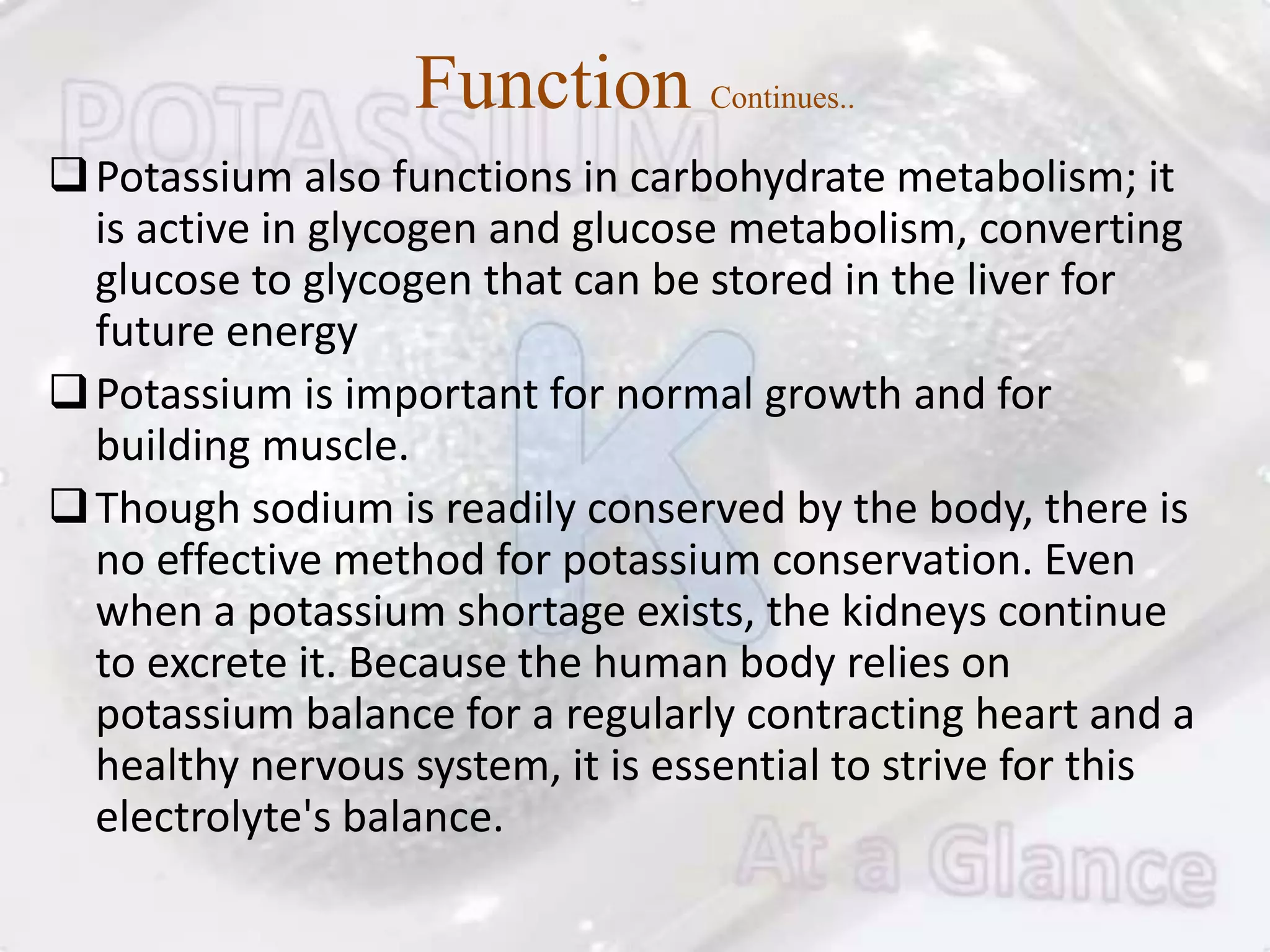 Potassium at a glance | PPTX