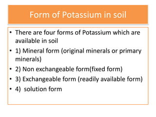 Potassium cycle soil science topic (soil fertility and biodiversity) | PPTX