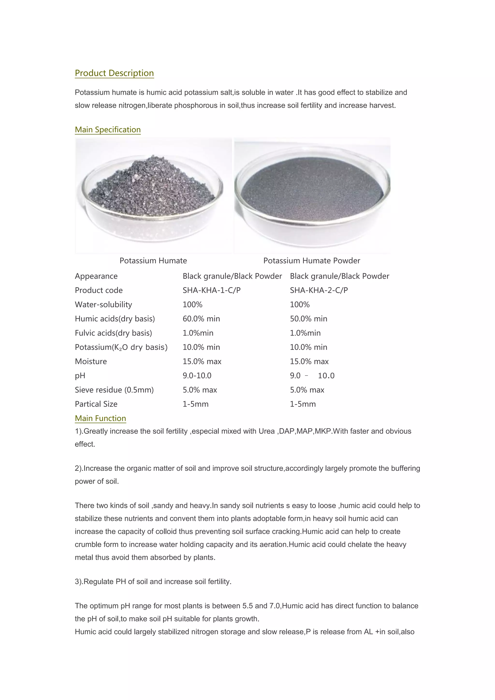 Potassium humate tds | PDF