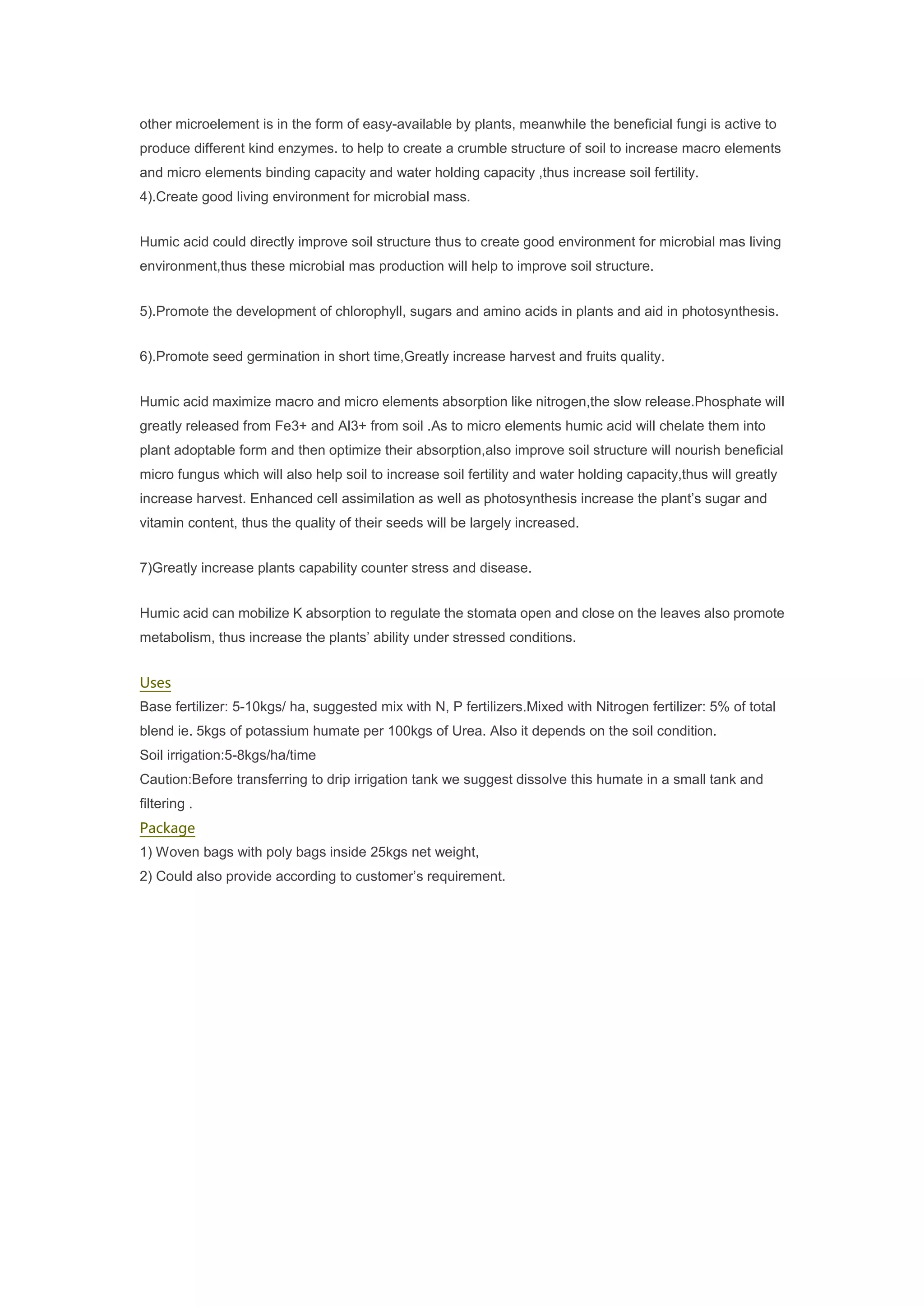 Potassium humate tds | PDF