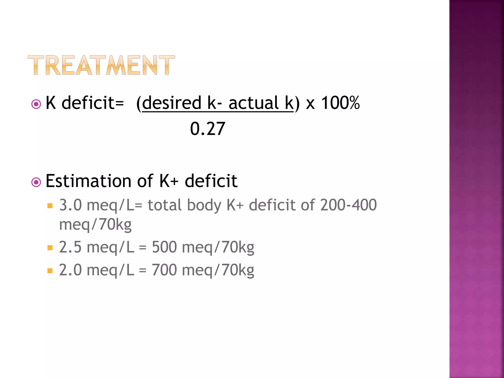 hypokalemia, diagnosis and management | PPTX