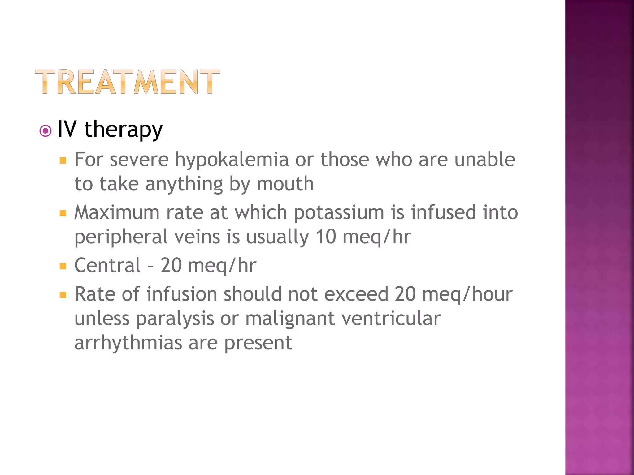 hypokalemia, diagnosis and management | PPTX