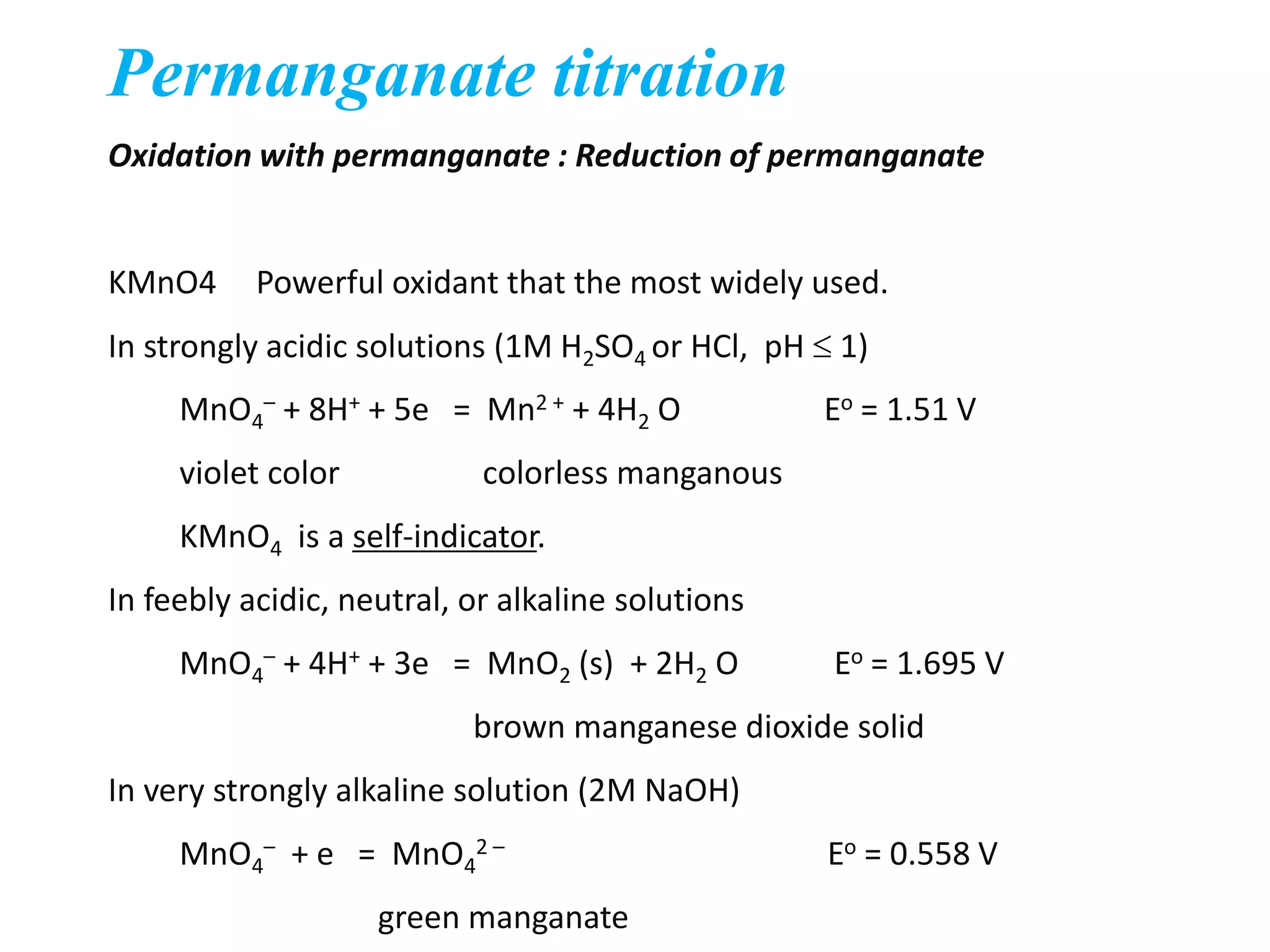 Potassium permanganate titrations | PPTX