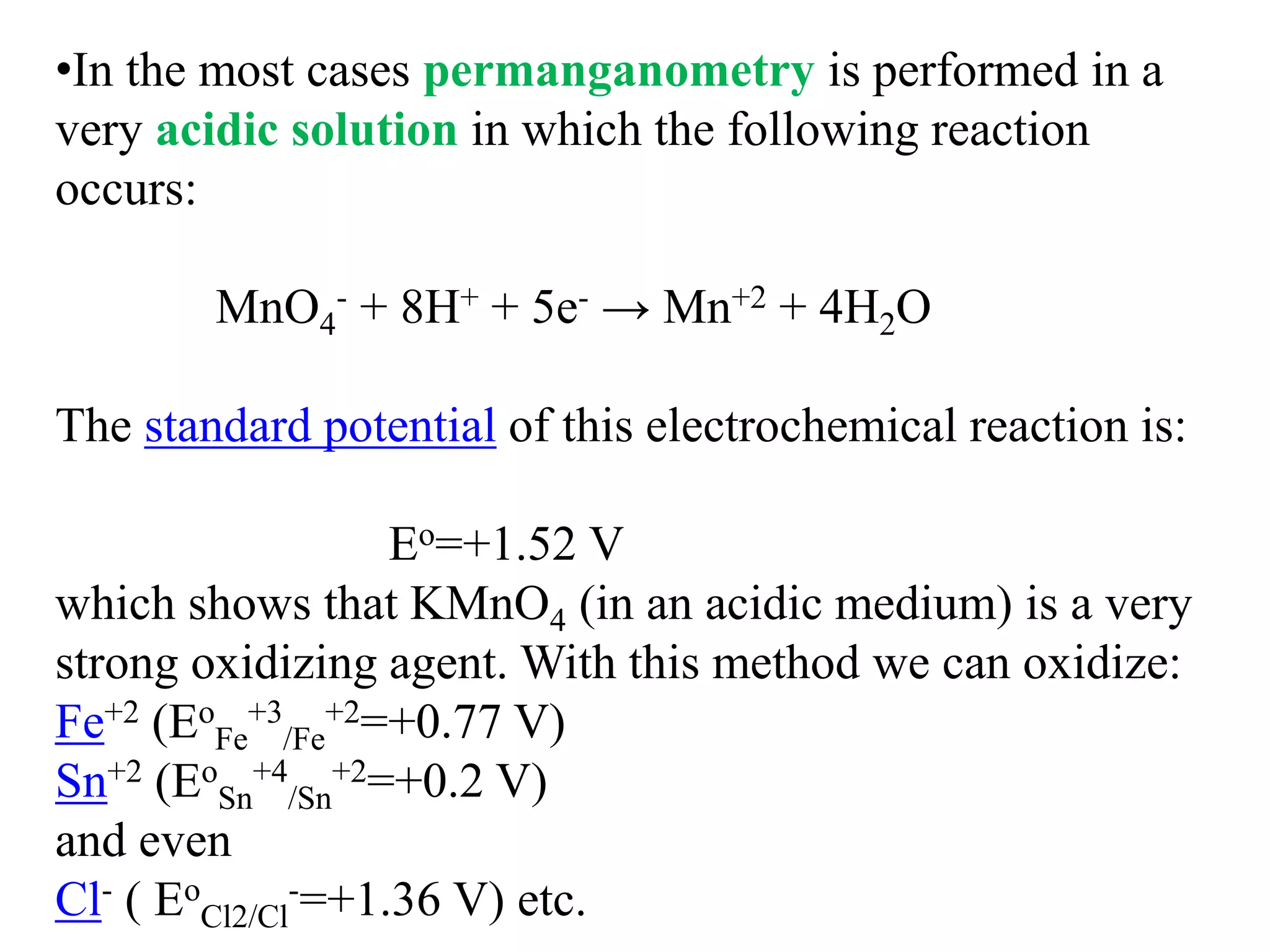 Potassium permanganate titrations | PPTX