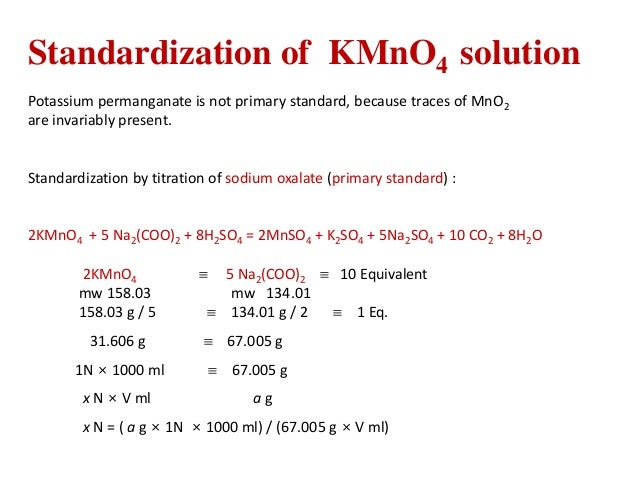 Potassium permanganate titrations Potassium permanganate titrations