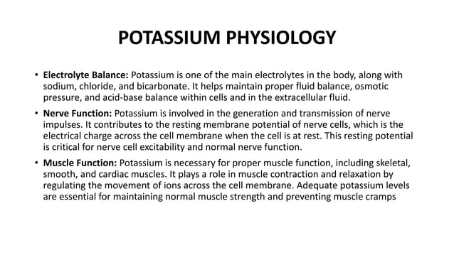 POTASSIUM PHYSIOLOGY.pptx | Heart and Cardiovascular Diseases ...