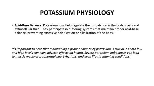 POTASSIUM PHYSIOLOGY.pptx | Heart and Cardiovascular Diseases ...