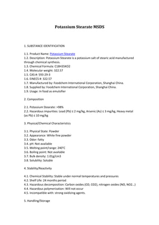 Potassium stearate msds | PDF